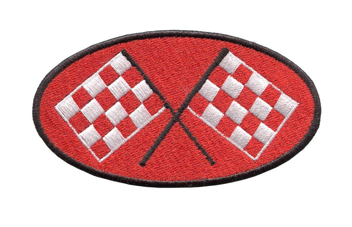 Awesome Vintage Style Red Checkered Flag Patch Badge Skater | Etsy