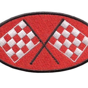 Awesome Vintage Style Red Checkered Flag Patch Badge Skater Punk Racing ...
