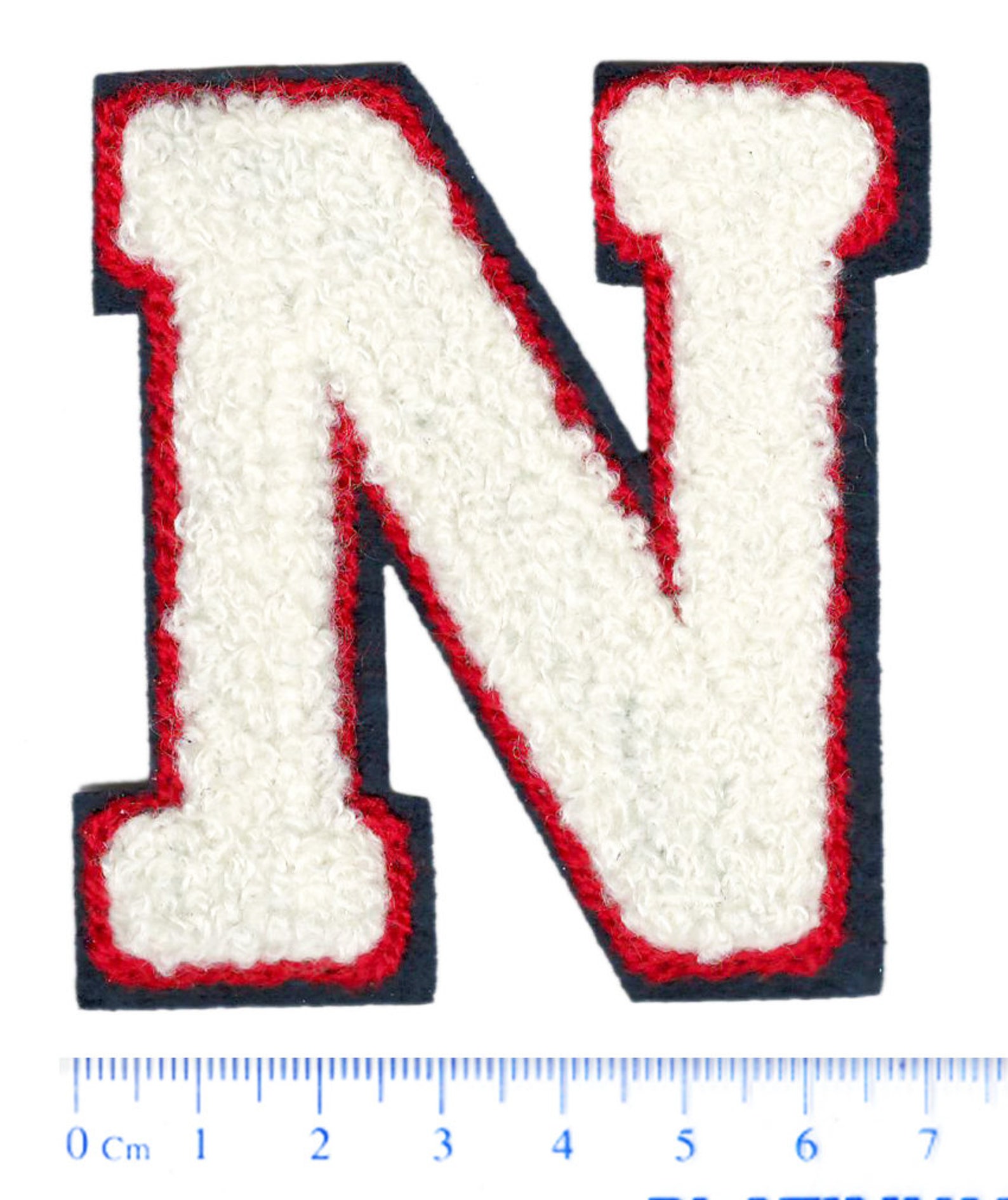 Large Chenille Cream Red & Navy Letter "n" Patch 8cm / 3.2 Inch Nancy ...