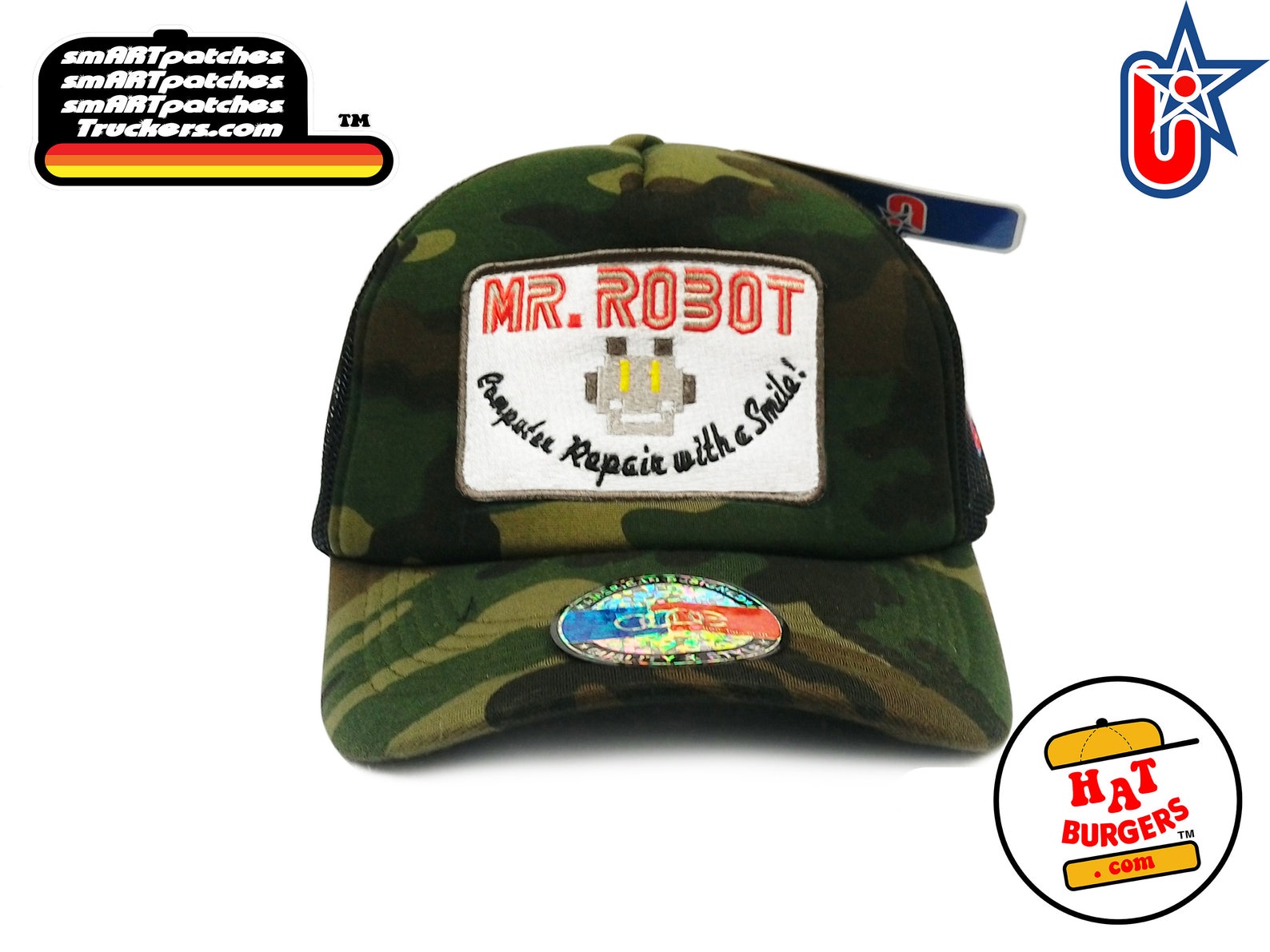 Smartpatches Truckers Mr. Robot Patch Trucker Hat Cap Camo - Etsy