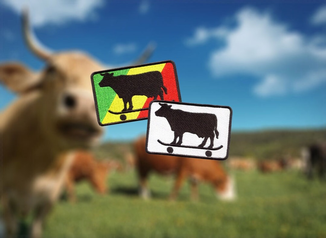 Rasta Skater Cow Shirt Patch 9.5cm / 3.7 Inch Skate Skateboard Badge ...