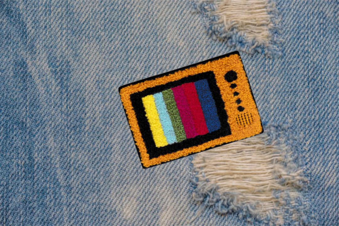 XL Extra Large Cool Chenille Vintage Retro TV Television Patch 12.5cm ...