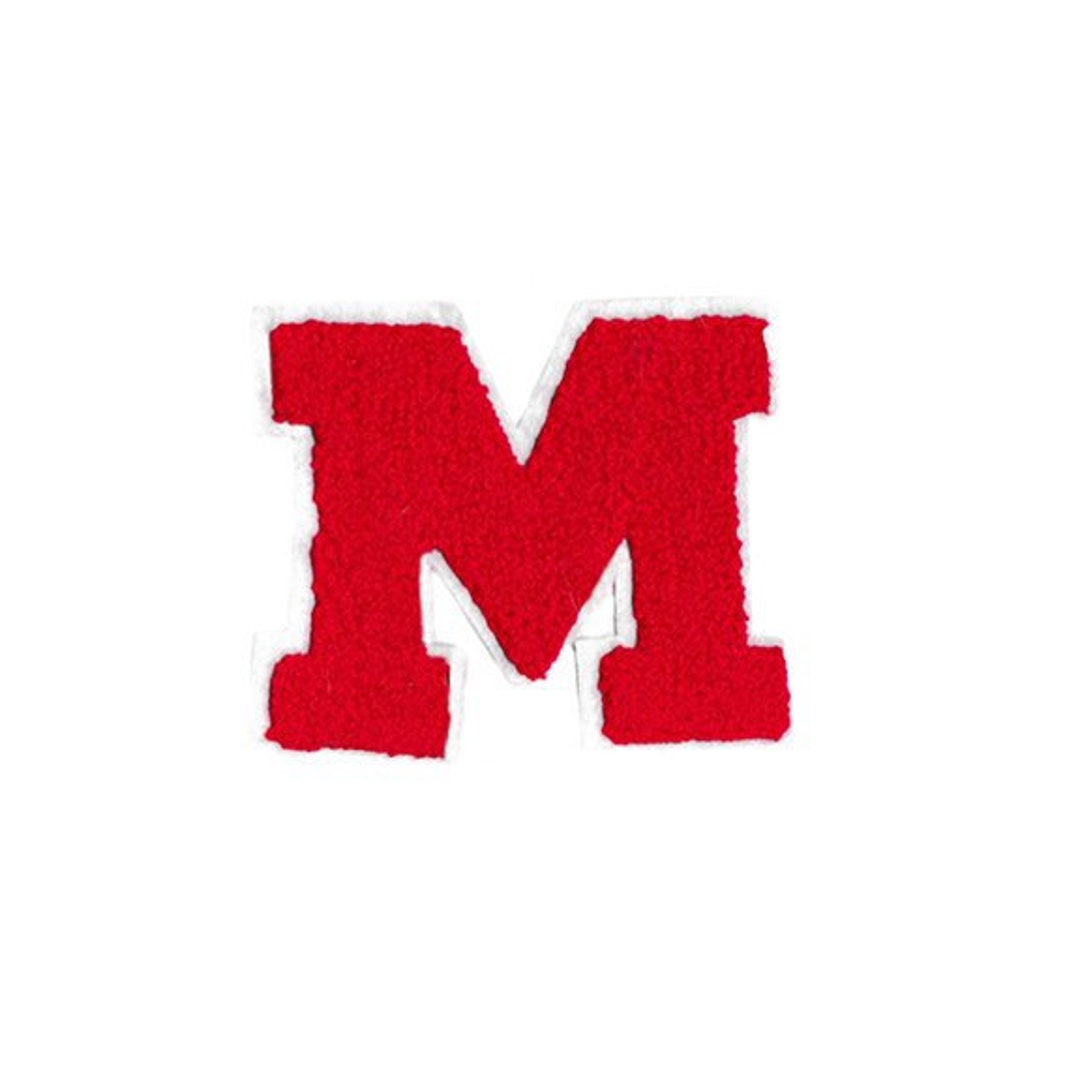 Large Chenille Red Letter m Patch 10.5cm Mike Mary Matt Michelle Mark ...
