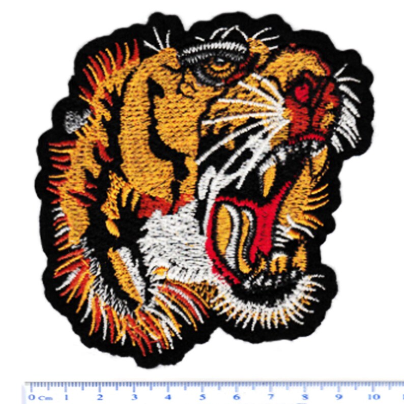 Large 10cm Embroidered Roaring Tiger Head Patch Applique - Etsy