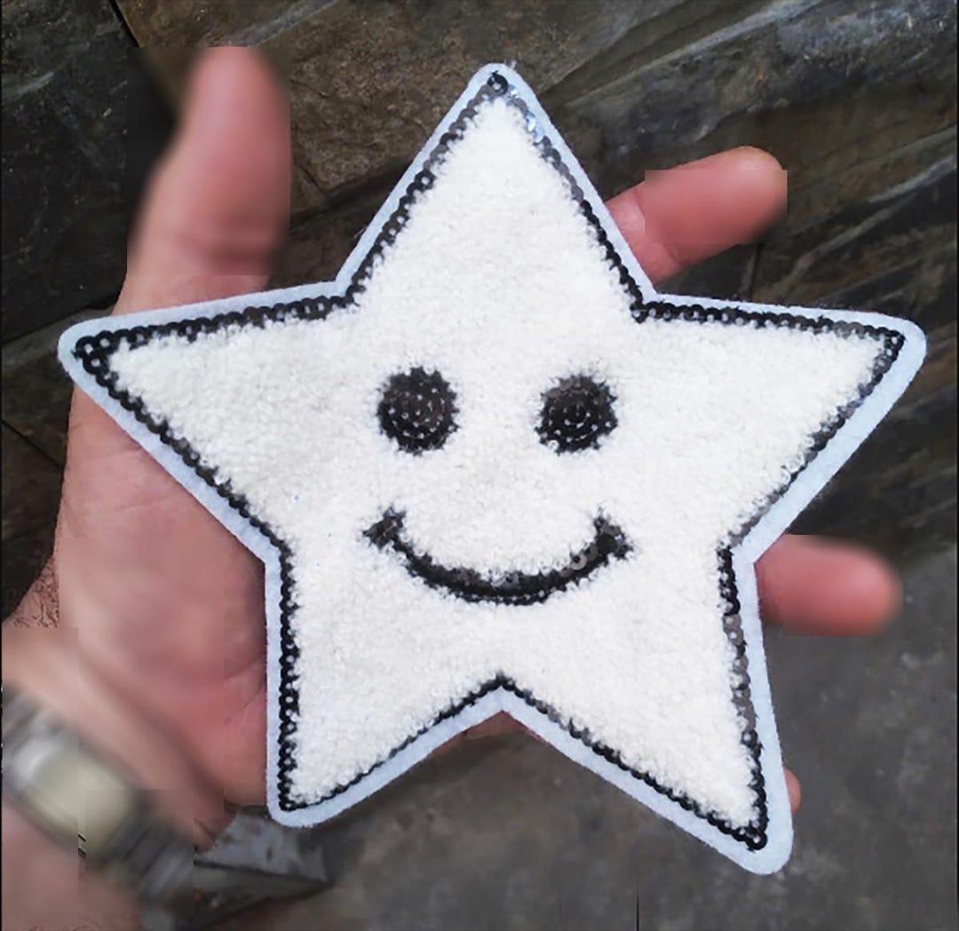 XL Extra Large Chenille White Star Patch 16.5cm / 6.5 Inch Applique - Etsy