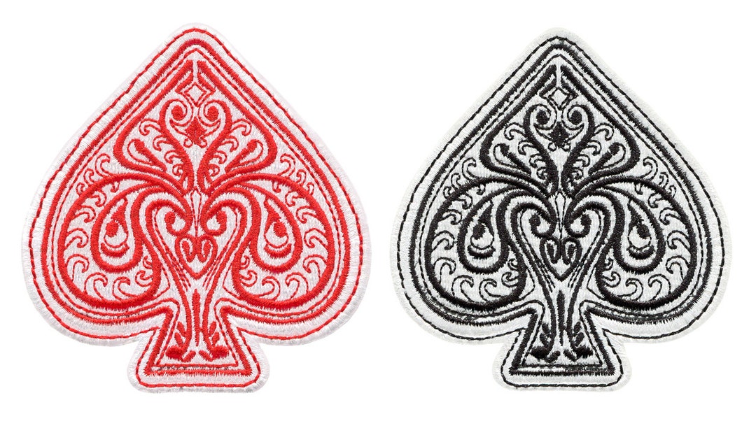 Cool Spade Patch Red and Black Available Biker Skater Hip Hop Punk Iron ...
