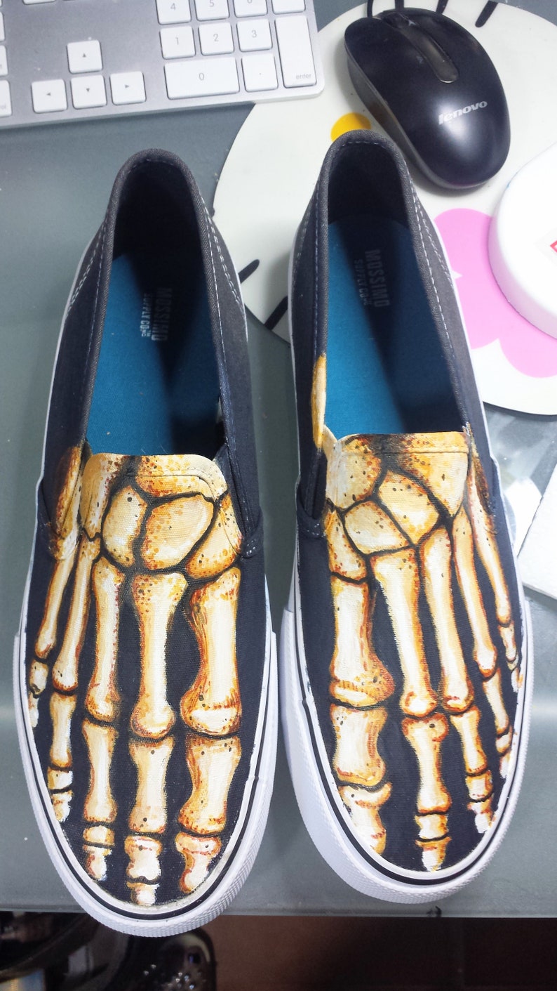 Skeleton Feet Custom Painted Design for Vans Shoes Bones Skull Macabre ...