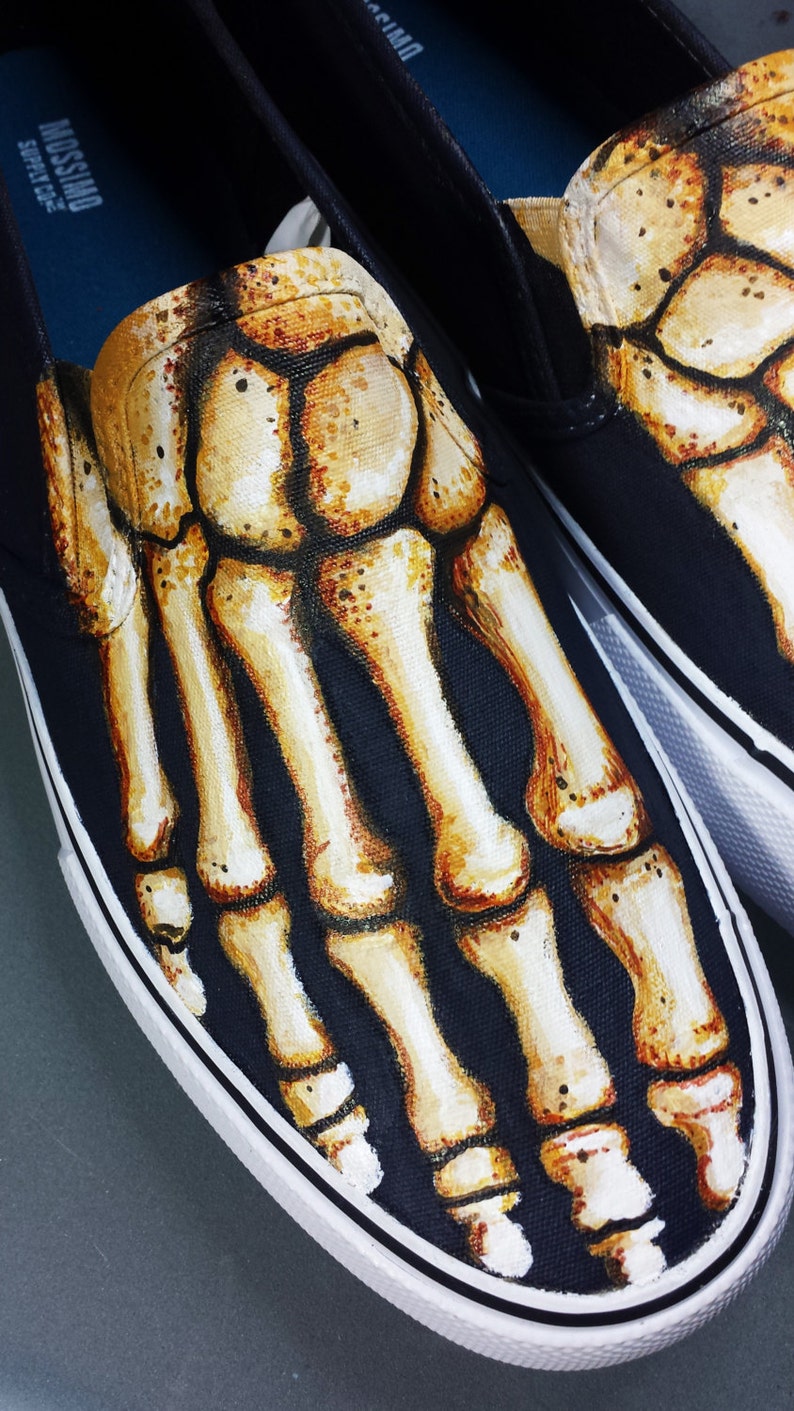Skeleton Feet Custom Painted Design for Vans Shoes Bones Skull Macabre ...