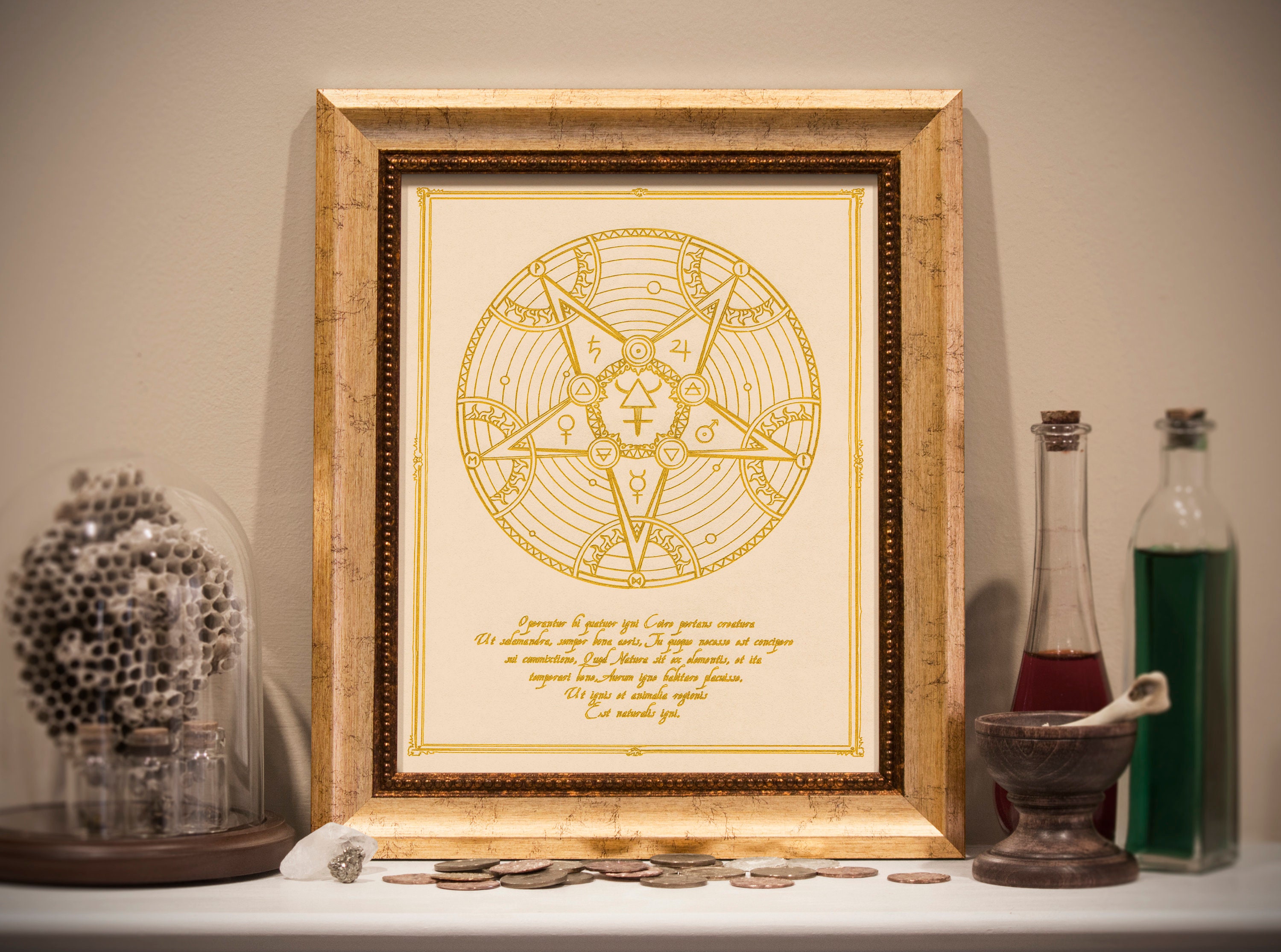 Alchemy Array No. 5 Diagram Gold on Parchment Wall Art Chart | Etsy