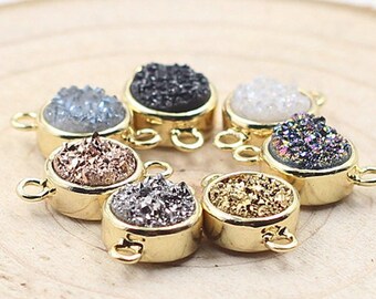 Druzy Connectors Drusy Druzzy With Electroplated Silver | Etsy