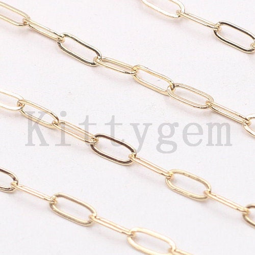 37mm 14K Gold Plated Rectangle Chains Wholesale Link Chain - Etsy