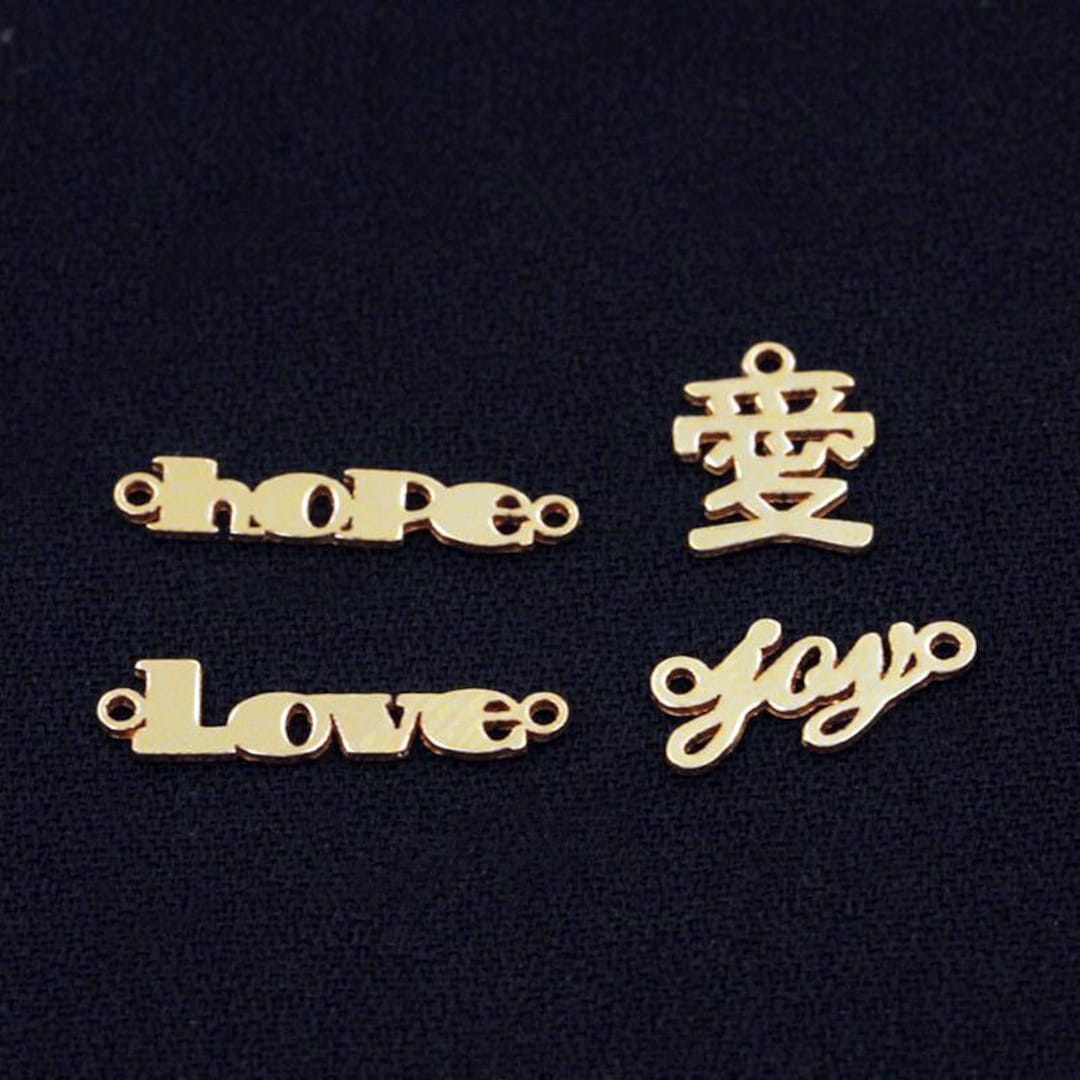 14K Gold Filled Love Double Ring Charm, Gold Filled Charm, 14K Charm ...