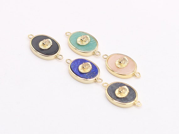 18mm Gemstones Lion Connectors With Electroplated Gold Edge | Etsy