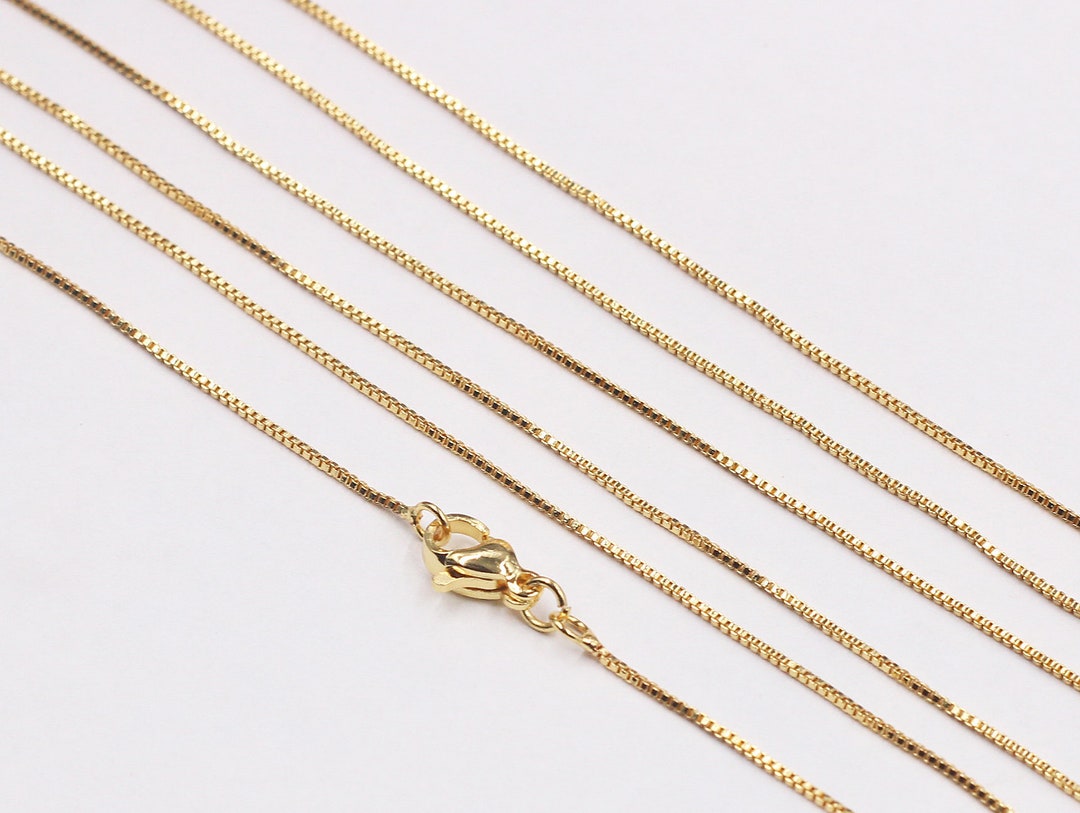 18K Box Chain Gold Plated Necklace, With Losbter Clasp Wholesale Bulk ...