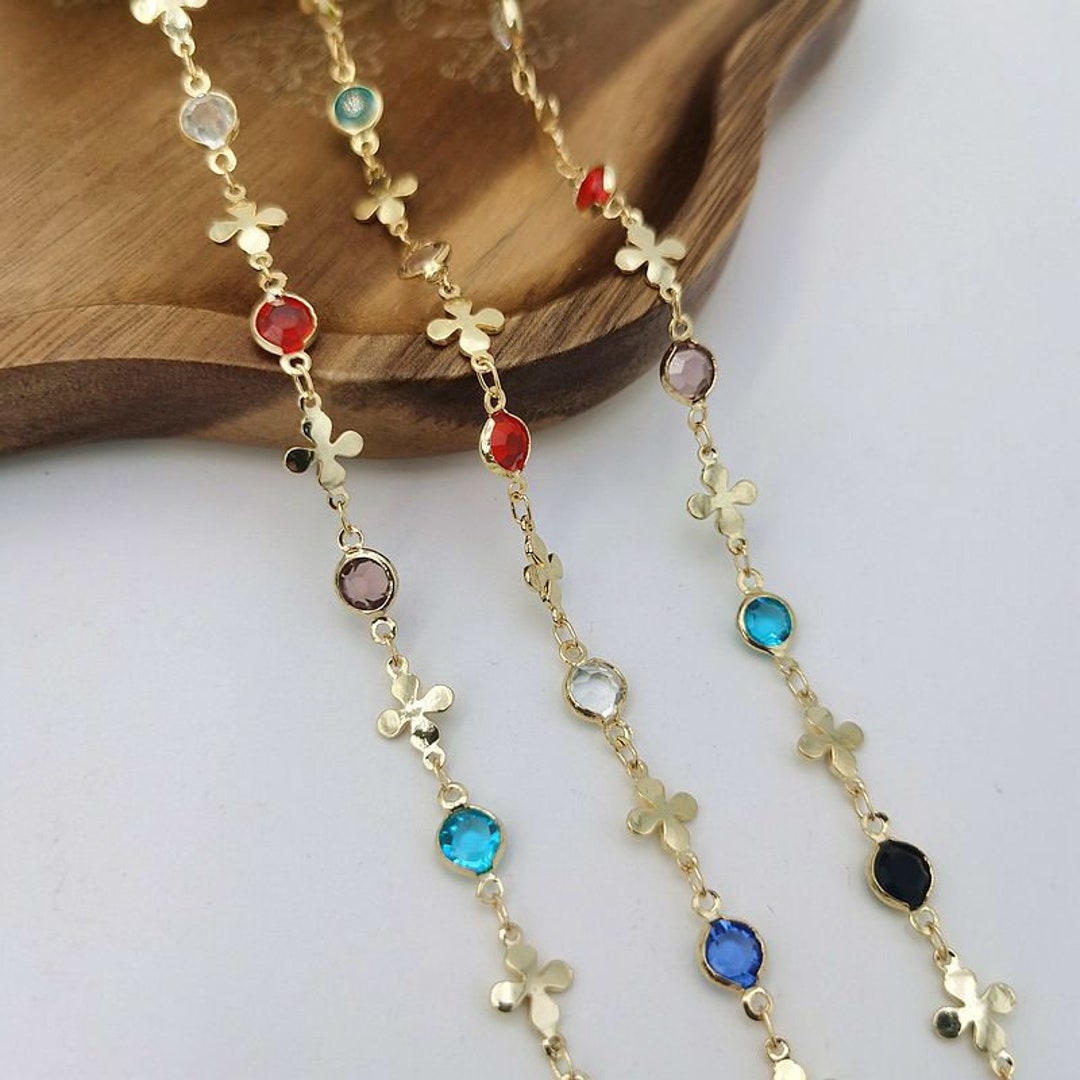 Crystal Beads Satellite Chains, Brass Chain, Gold Plated Chains, for ...