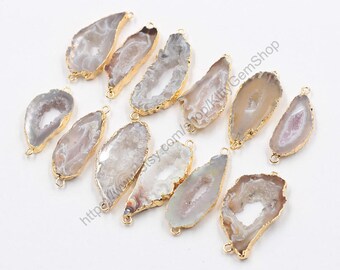 Druzy Connectors Drusy Druzzy With Electroplated Silver | Etsy