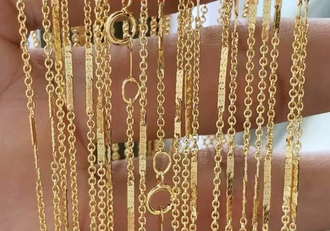 14K Gold Filled 1.4mm Bar Cable Necklaces, 16 18 20 Inches, Gold Filled ...