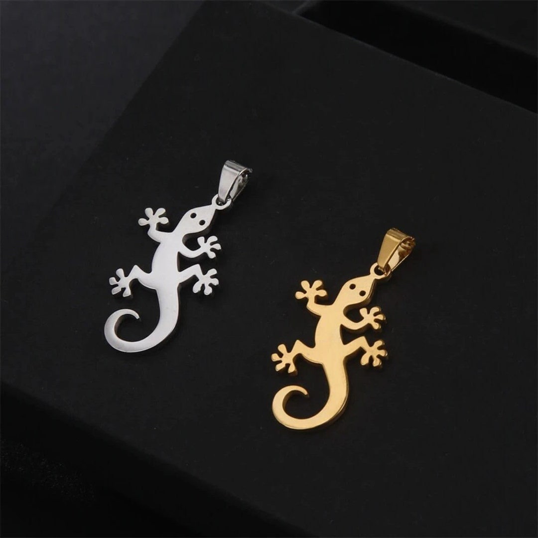 16x27mm Lizard Charms, 18K Gold Plated Charm, Stainless Steel Finding ...
