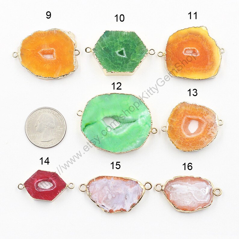 Druzy Connectors Agate Druzy Drusy With Electroplated Gold - Etsy