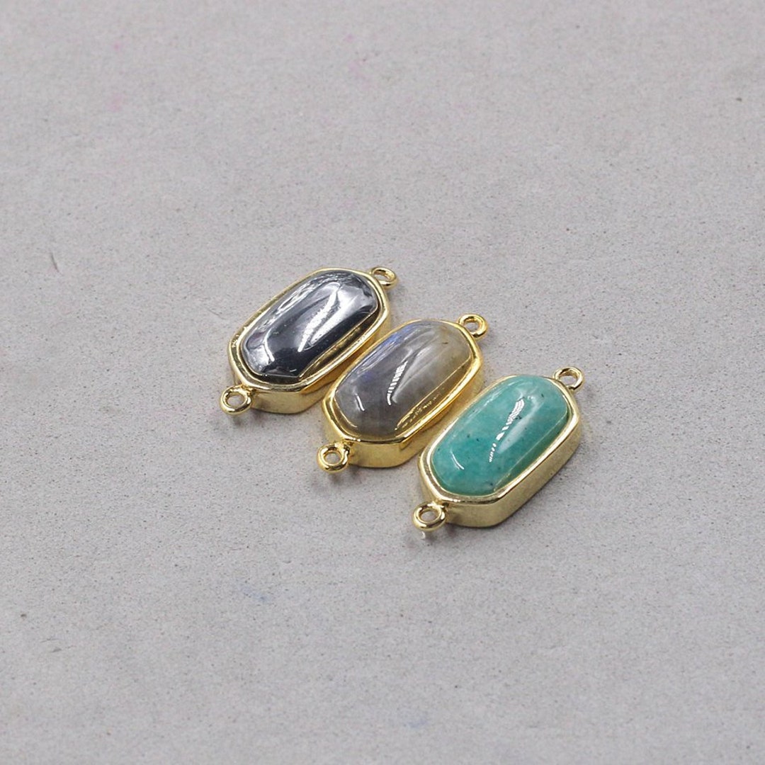 18mm Gemstone Connectors -- With Electroplated Gold Bezel Gemstone ...