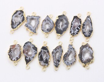 Druzy Connectors Drusy Druzzy With Electroplated Silver | Etsy