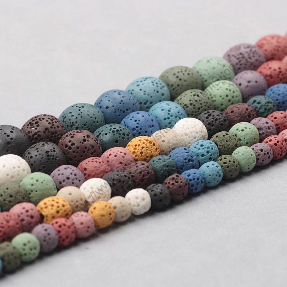 Dyed Lava Beads Strand 15.5