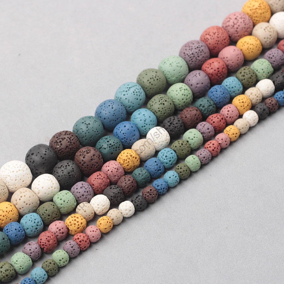 Dyed Natural Lava Beads Full Strand 15.5 Inch Round Mixed Colors ...