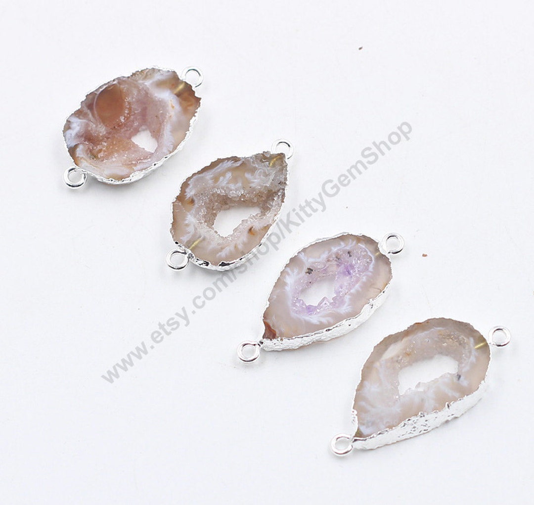 Druzy Connectors -- Drusy Druzzy With Electroplated Silver Edge Geode Pendant Wholesale Supplies ...