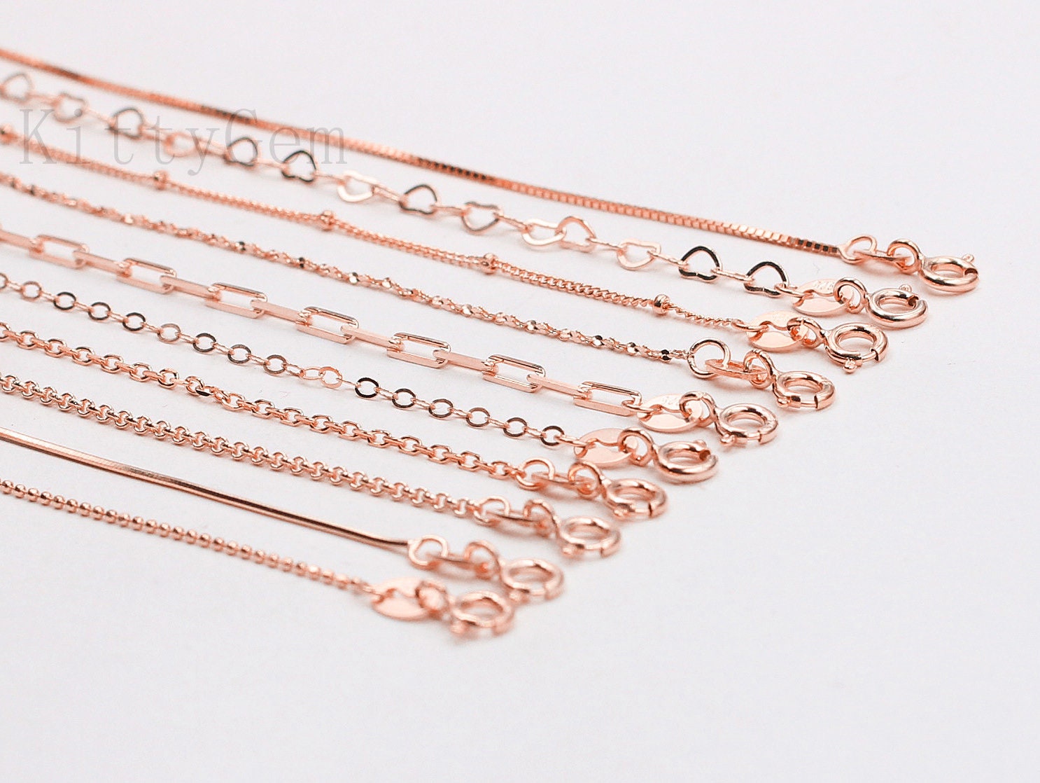 18 Sterling Silver Chain Rose Gold Plated Necklaces | Etsy