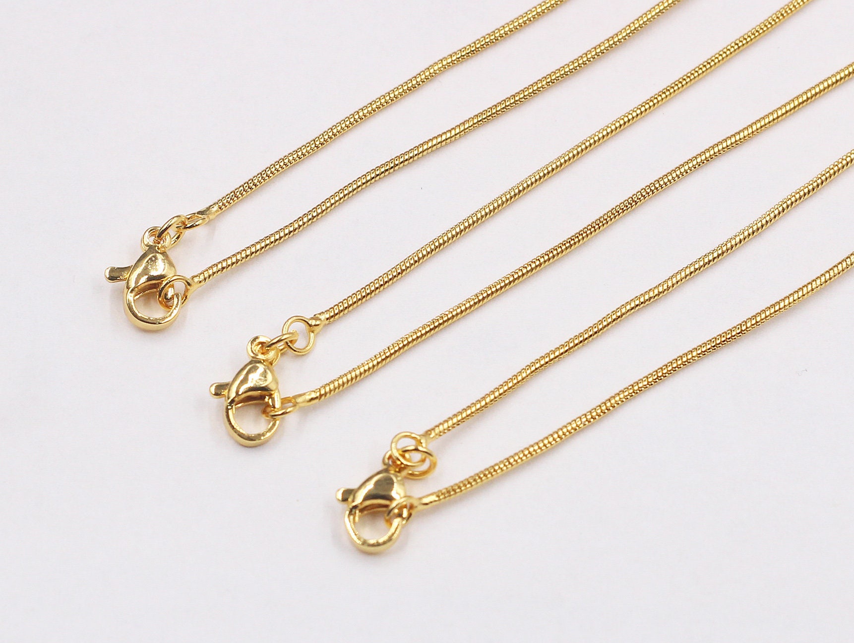 18K Snake Chain Gold Plated Necklace With Losbter Clasp - Etsy