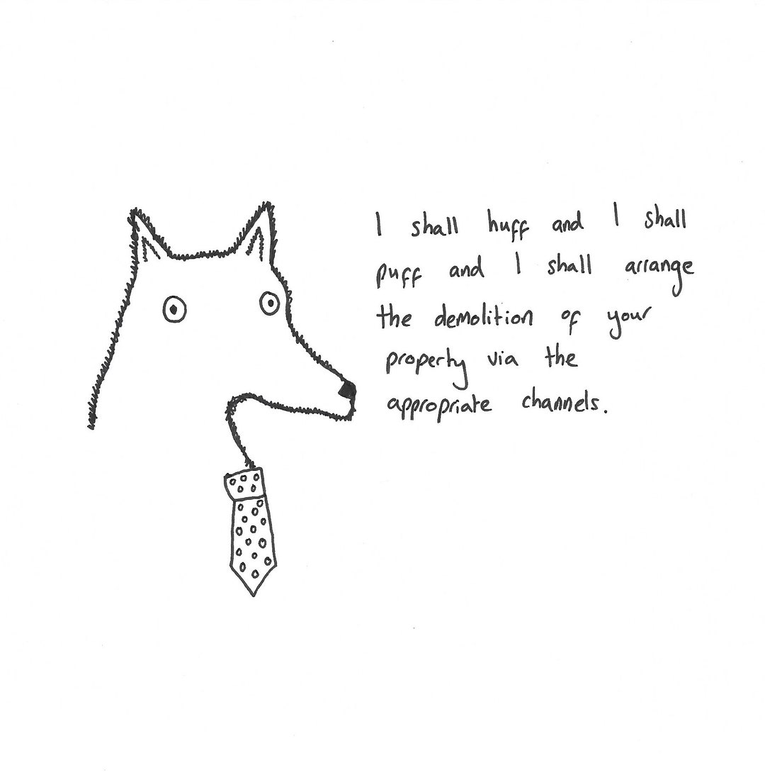 Bureaucratic Wolf Cartoon - Etsy