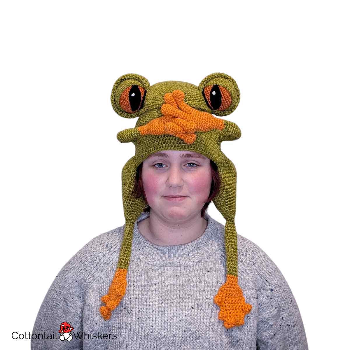 Frog Hat Crochet Pattern, PDF Digital Download, Tree Toad Beanie ...
