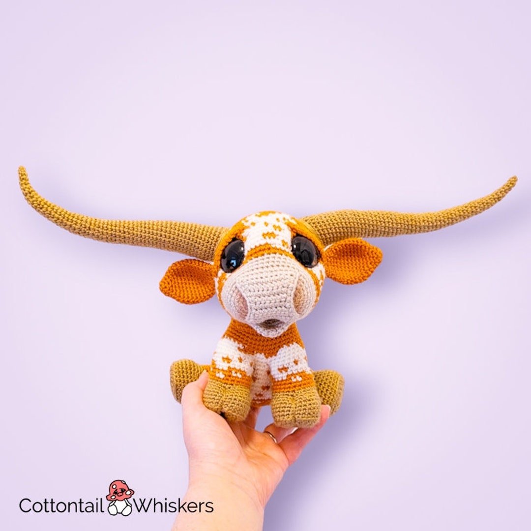 Texas Longhorn Crochet Pattern, Amigurumi Cow Tutorial, PDF Digital ...