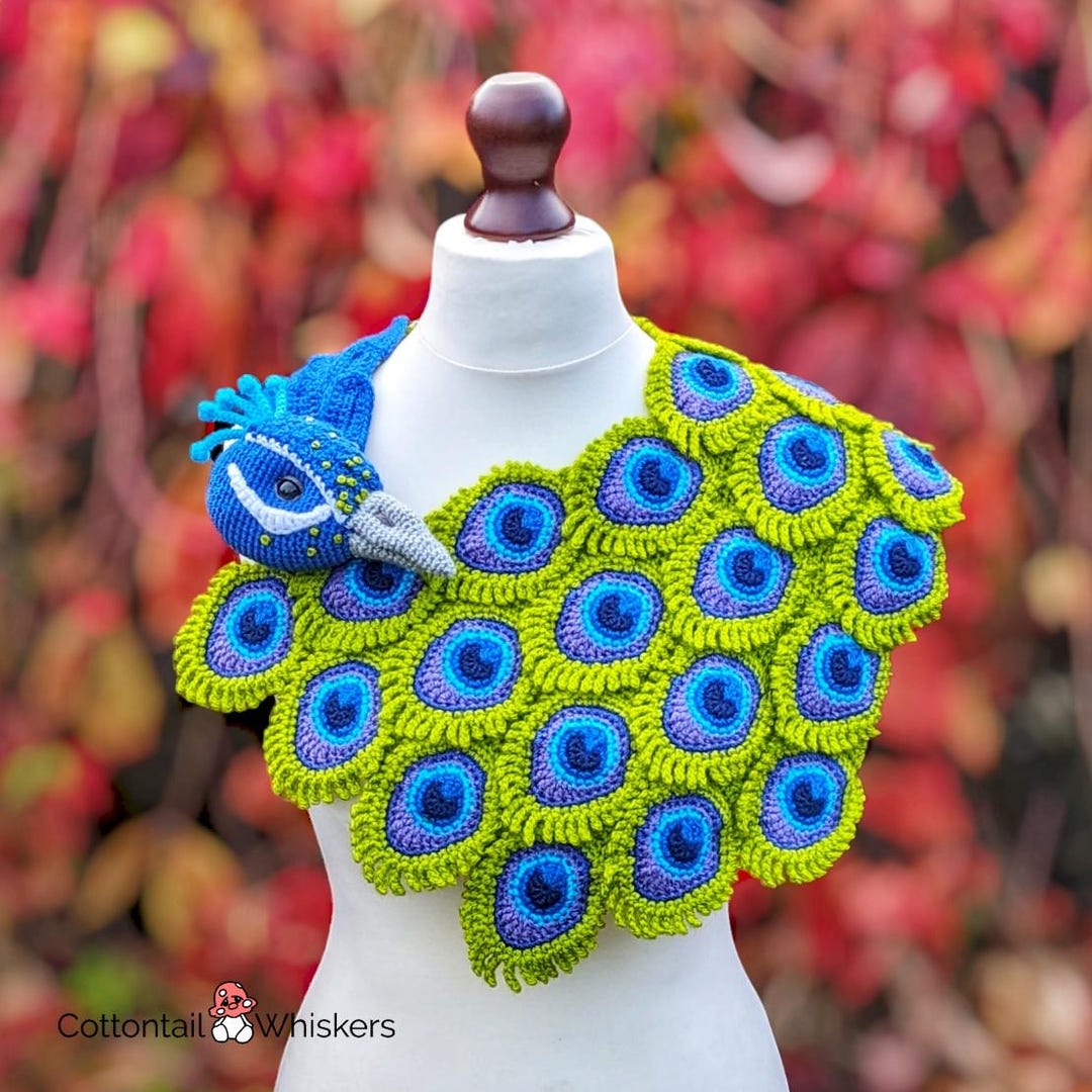 Crochet Peacock Shawl Pattern, Feather Wing Cowl, PDF Digital Download ...