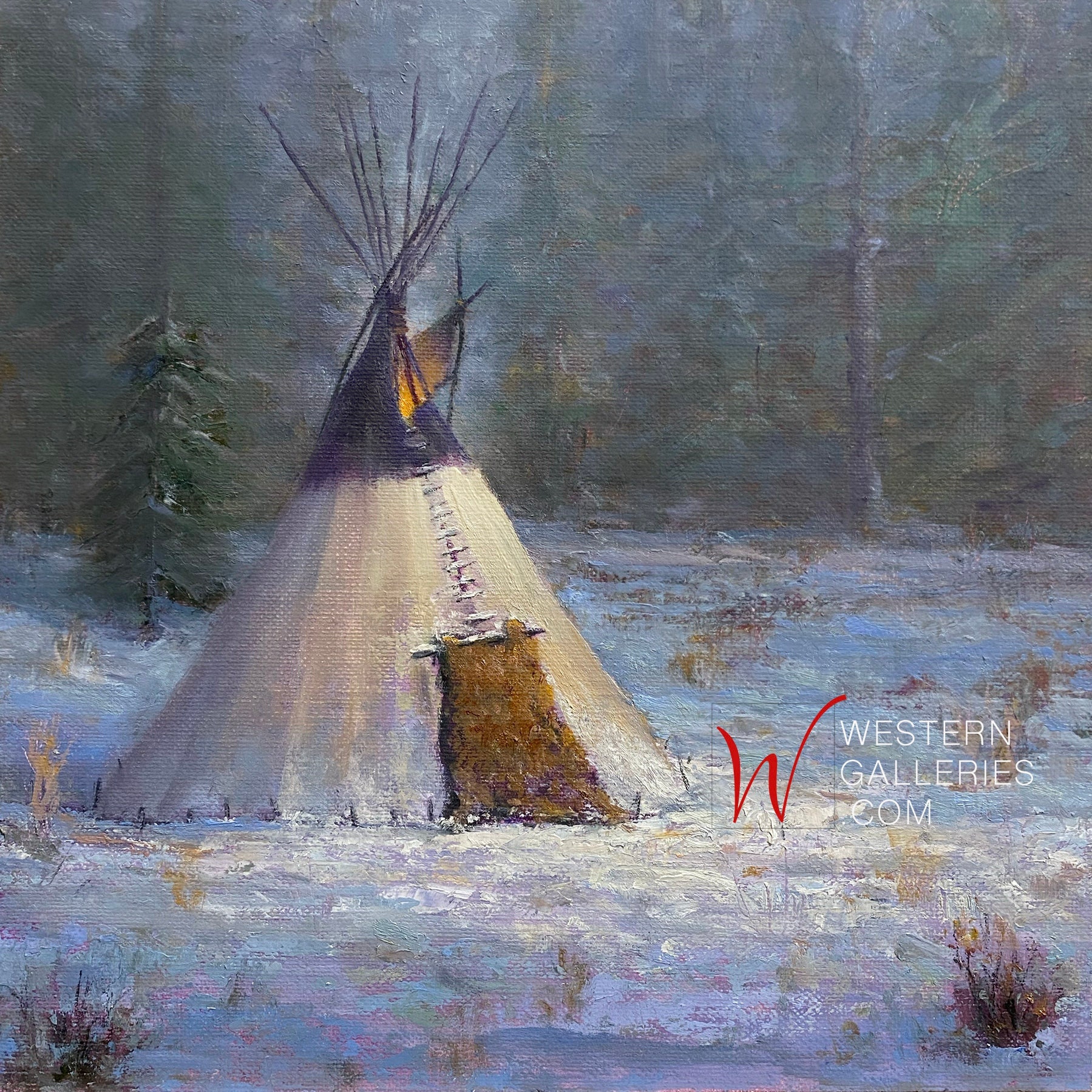 Original Oil Painting Tipi Teepee Winter Snow 10x10 Western Native ...