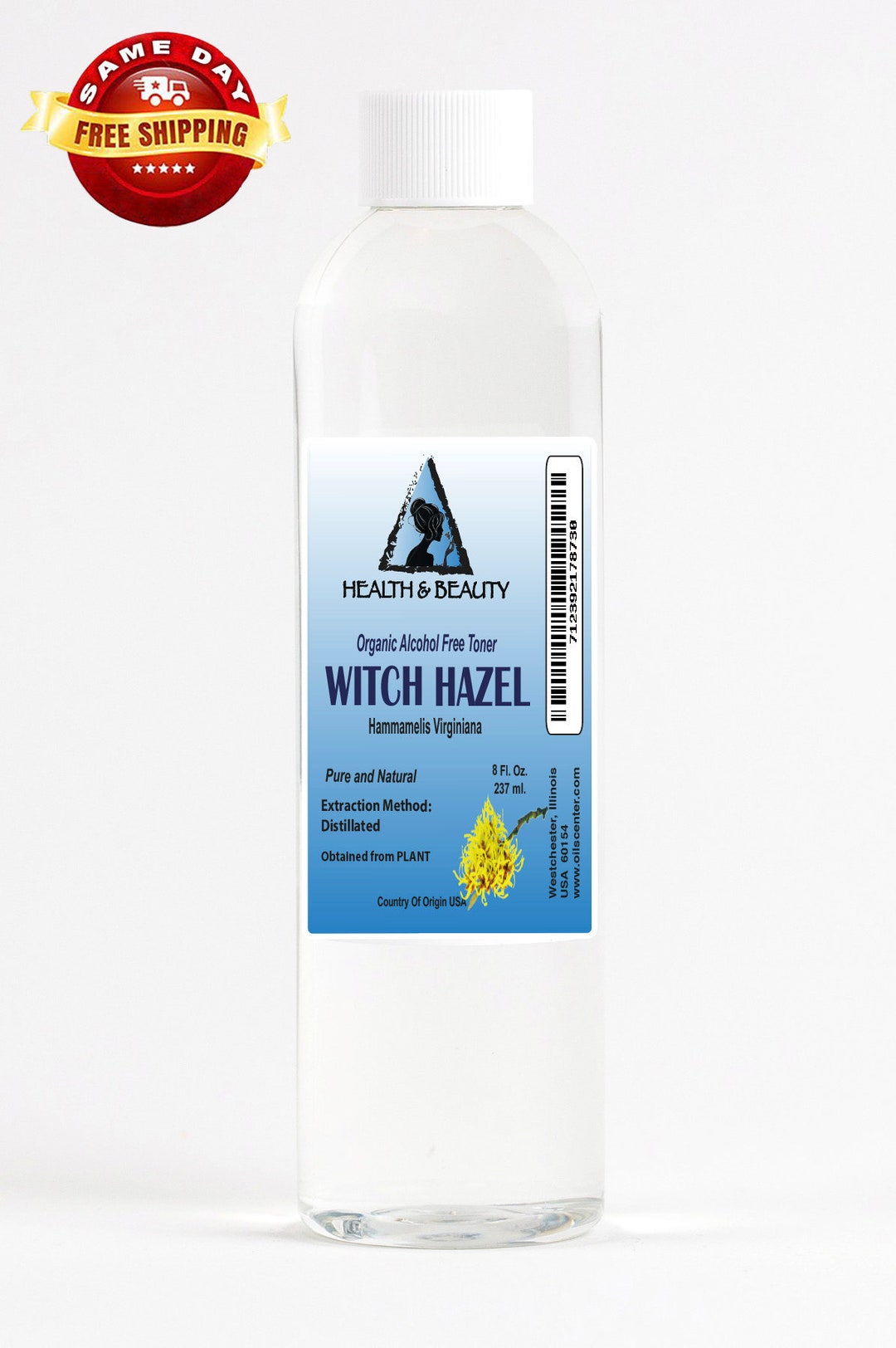 8 Oz WITCH HAZEL TONER Distillate Face Cleanser All Natural 100% Pure ...