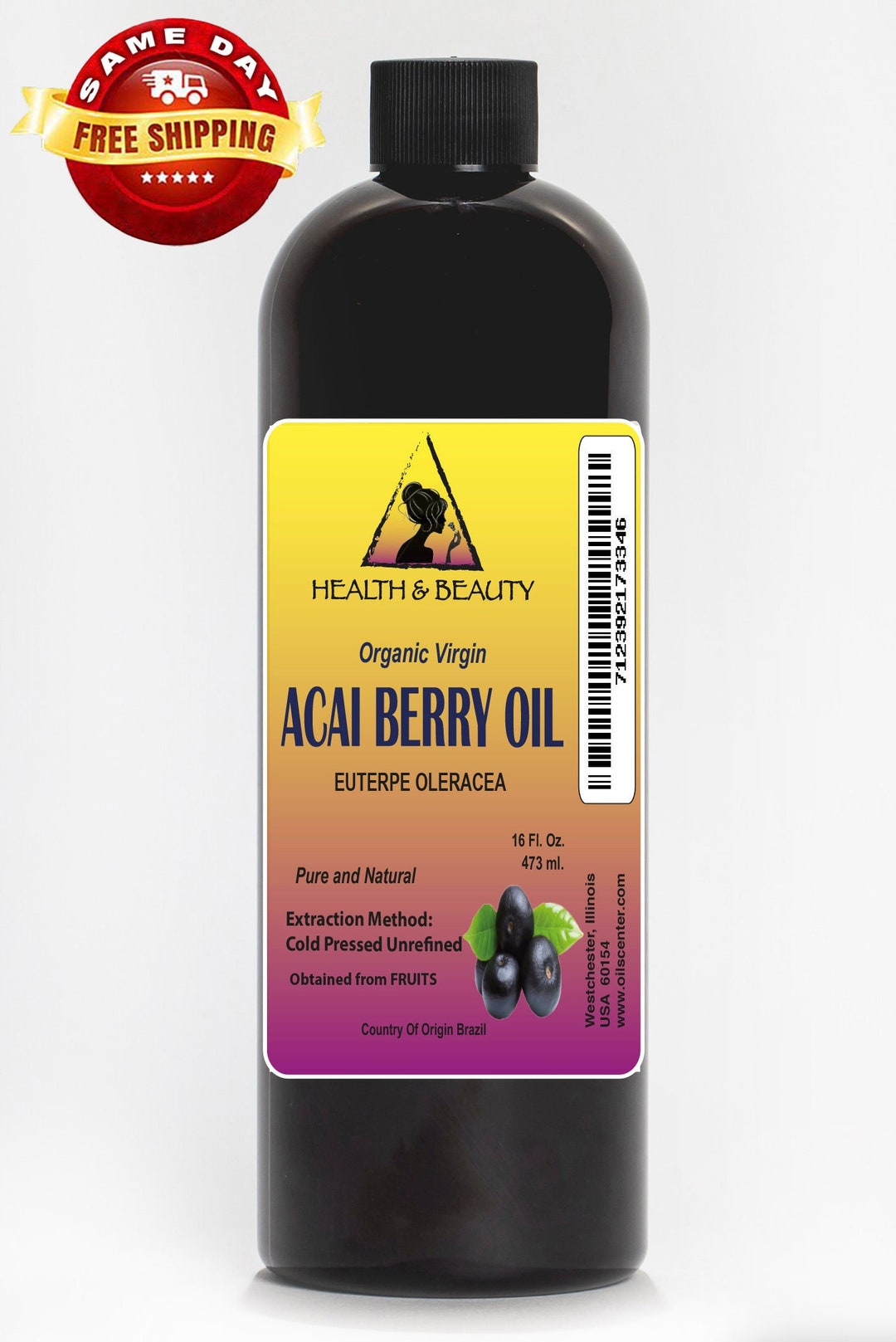 64 Oz ACAI BERRY OIL Unrefined Organic Virgin Cold Pressed Raw Natural ...