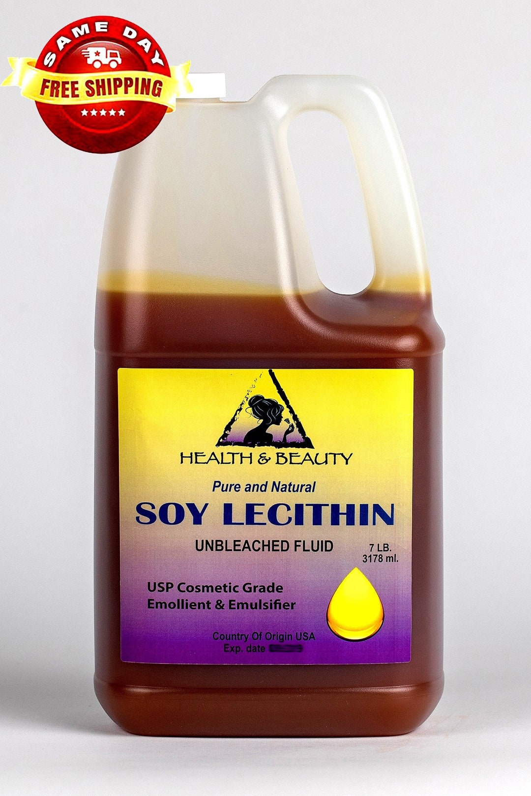 7 Lb, 1 Gal LECITHIN SOY UNBLEACHED Fluid Liquid Emulsifier Emollient ...