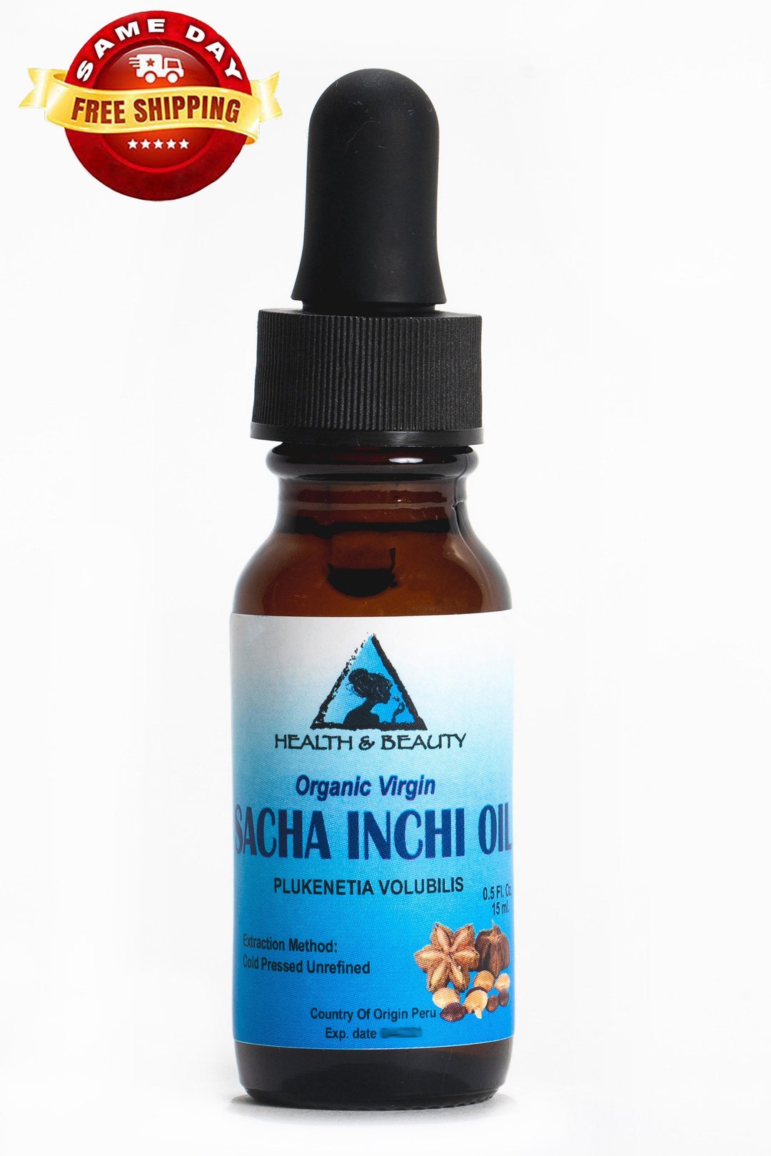 0.5 Oz SACHA INCHI OIL Unrefined Organic Virgin Cold Pressed Pure Glass ...