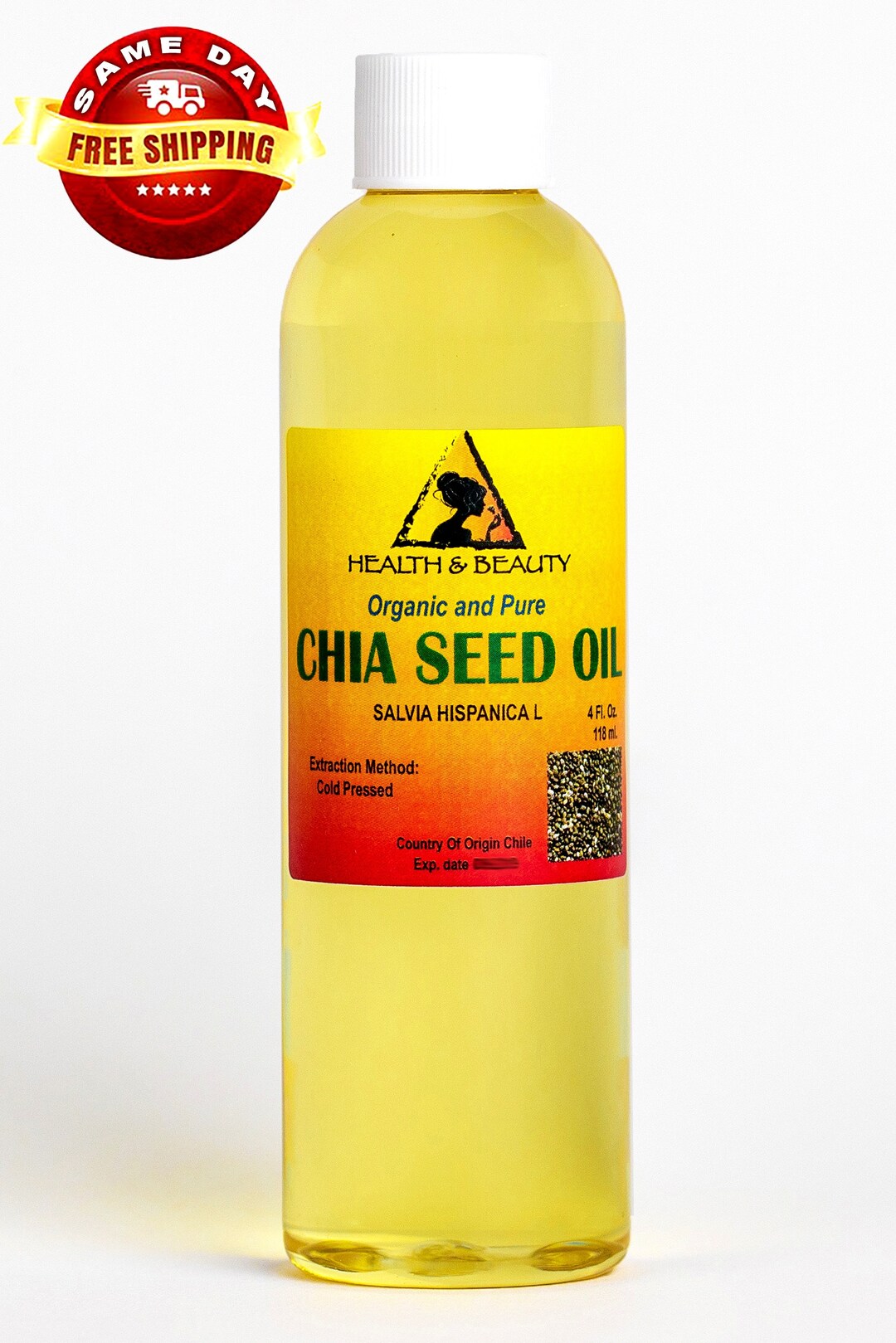 4 Oz CHIA SEED OIL Unrefined Virgin Organic Carrier Cold Pressed ...