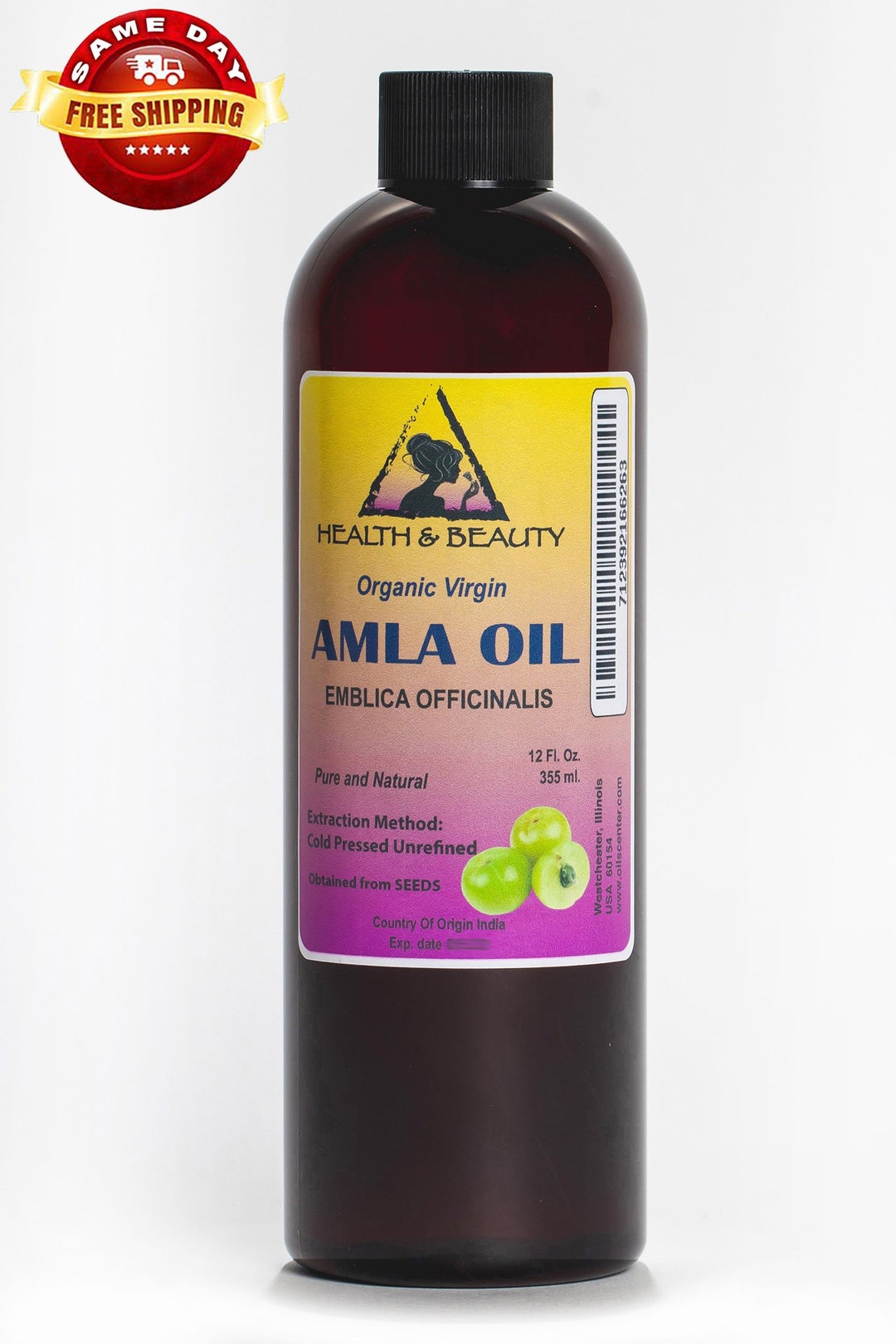 12 Oz AMLA / GOOSEBERRY SEED Oil Unrefined Organic Virgin Cold Pressed ...