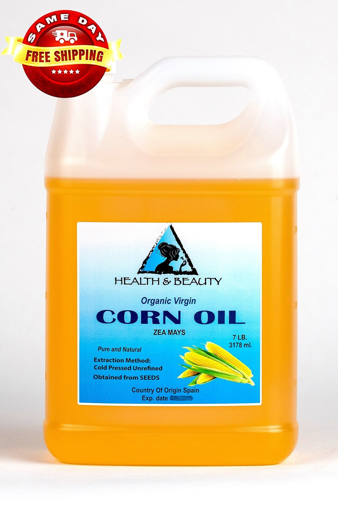 7 Lb, 1 Gal CORN / MAIZE OIL Unrefined Organic Virgin Raw Cold Pressed ...