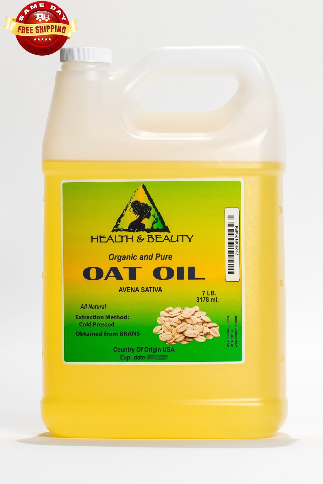 7 Lb, 1 Gal OAT OIL ORGANIC Carrier Cold Pressed Natural 100% Pure - Etsy
