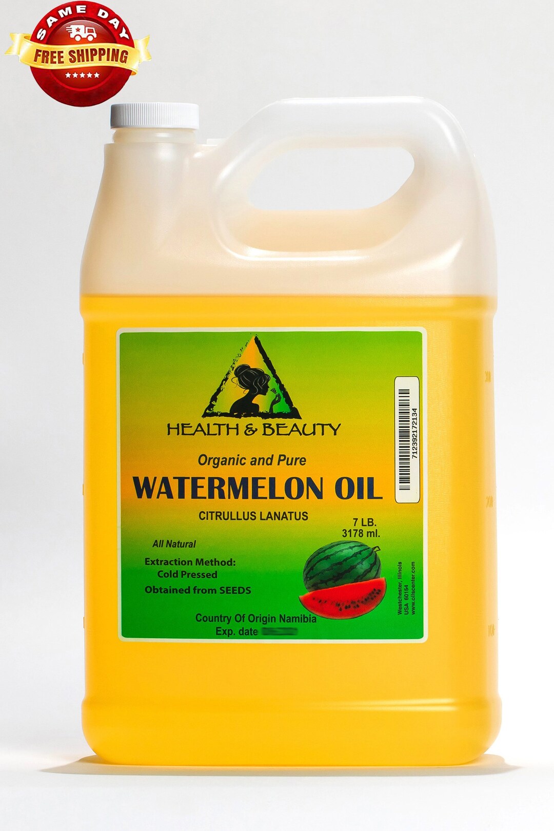 7 Lb, 1 Gal WATERMELON SEED OIL Organic Cold Pressed 100% Pure All ...