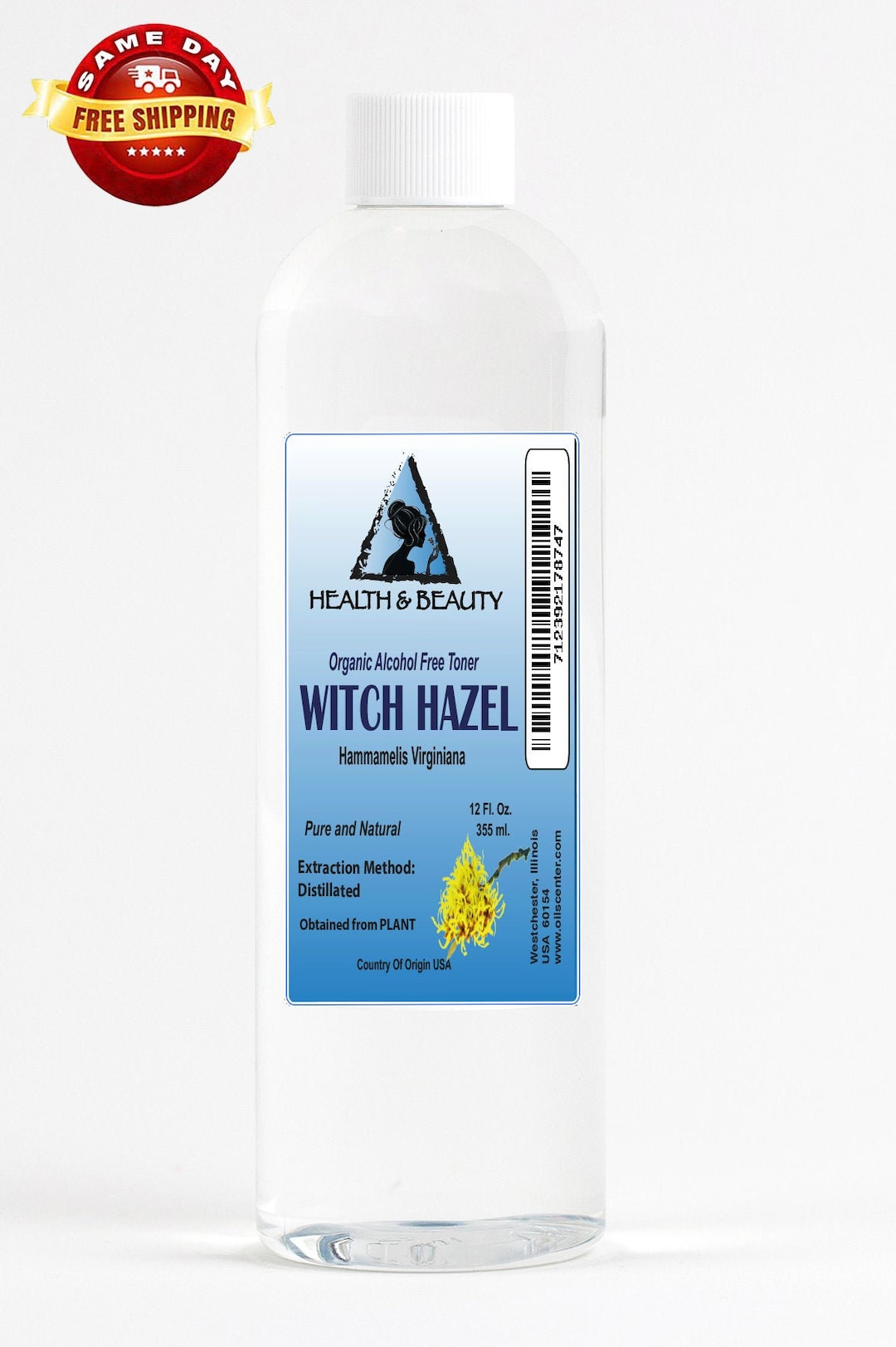 36 Oz WITCH HAZEL TONER Distillate Face Cleanser All Natural 100% Pure ...