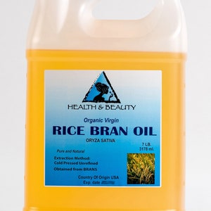 7 Lb, 1 Gal RICE BRAN OIL Organic Carrier Unrefined Cold Pressed Virgin ...