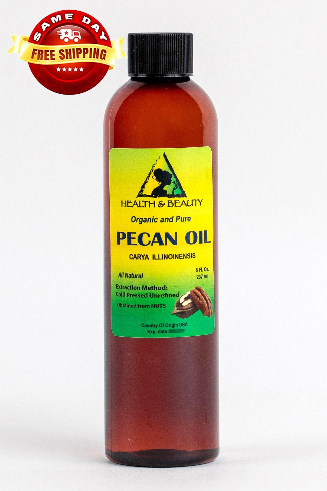 8 Oz PECAN OIL UNREFINED Organic Carrier Cold Pressed Virgin Raw ...