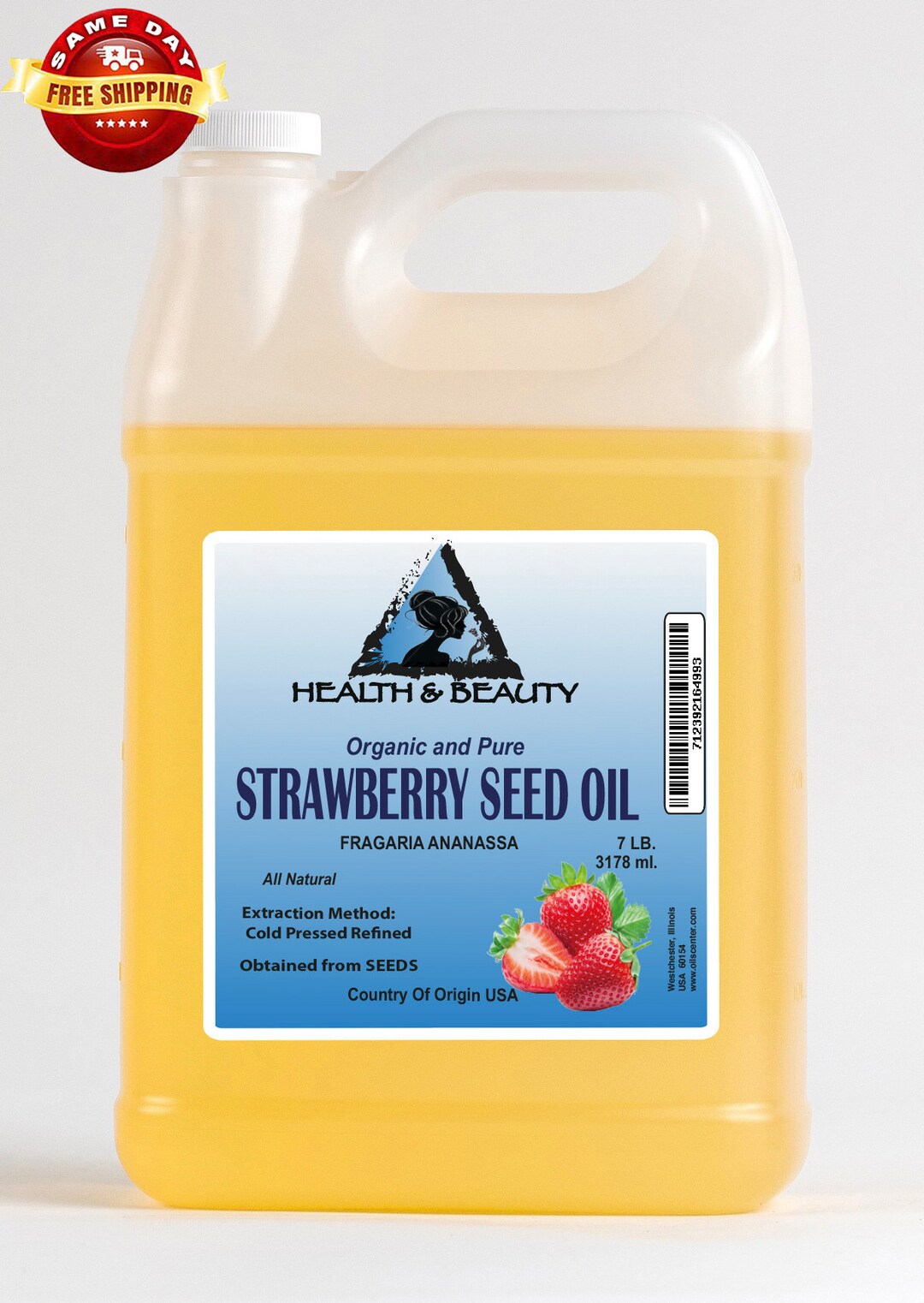 7 Lb, 1 Gal STRAWBERRY SEED Oil REFINED Organic Cold Pressed 100% Pure ...