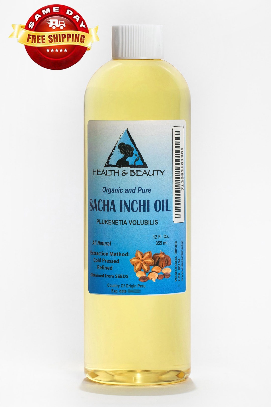 12 Oz SACHA INCHI OIL Refined Organic Carrier Cold Pressed 100% Pure ...