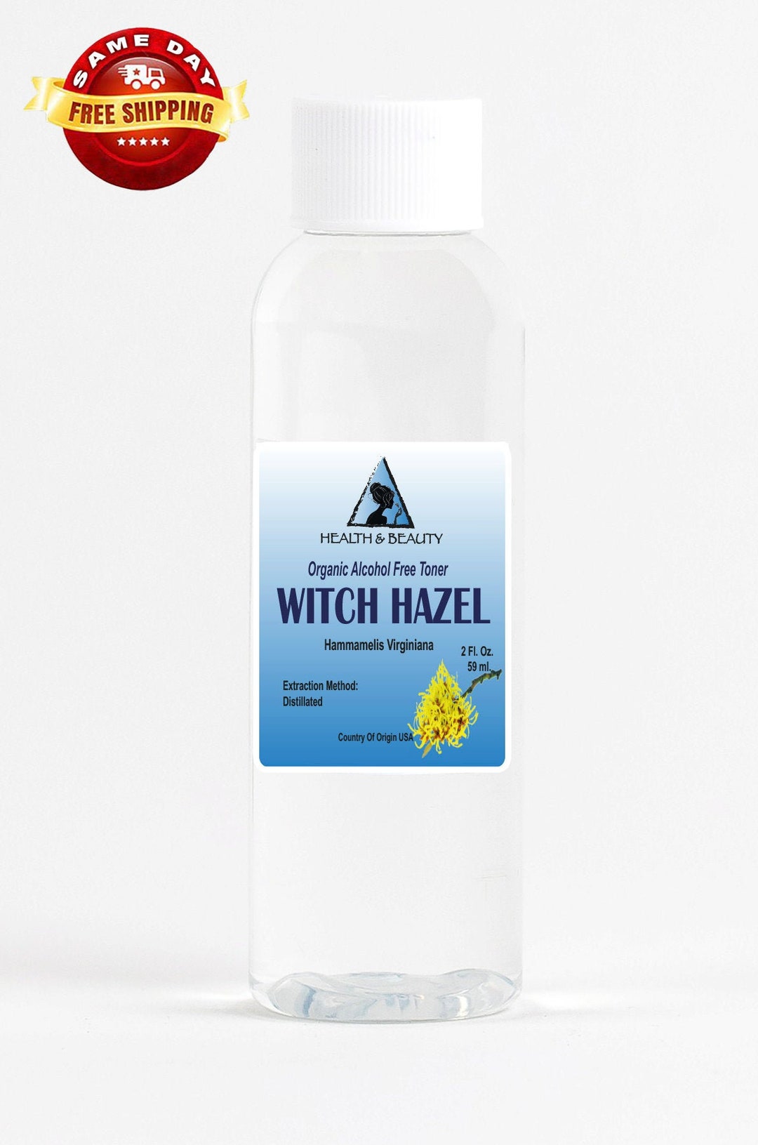 2 Oz WITCH HAZEL TONER Distillate Face Cleanser All Natural 100% Pure ...